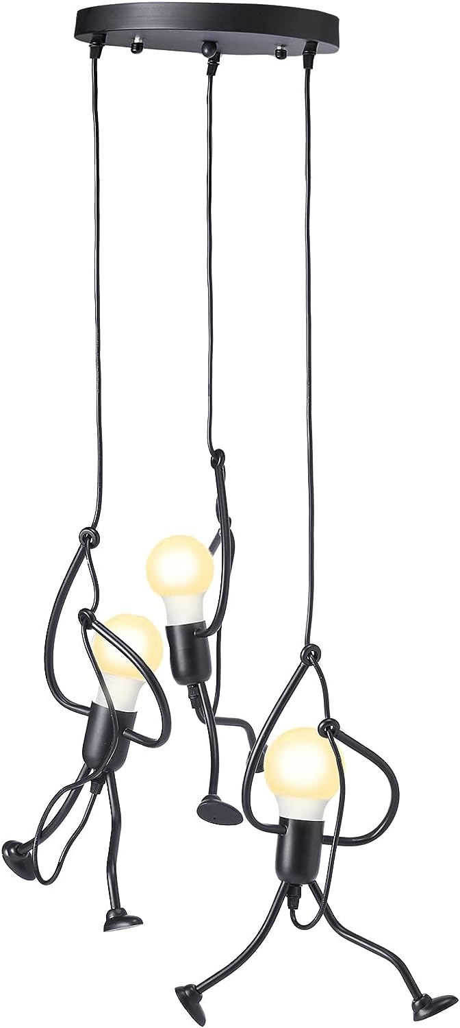Swinging Humanoid Light Fixture, Ceiling Light, 3-Light Mount Modern B ...
