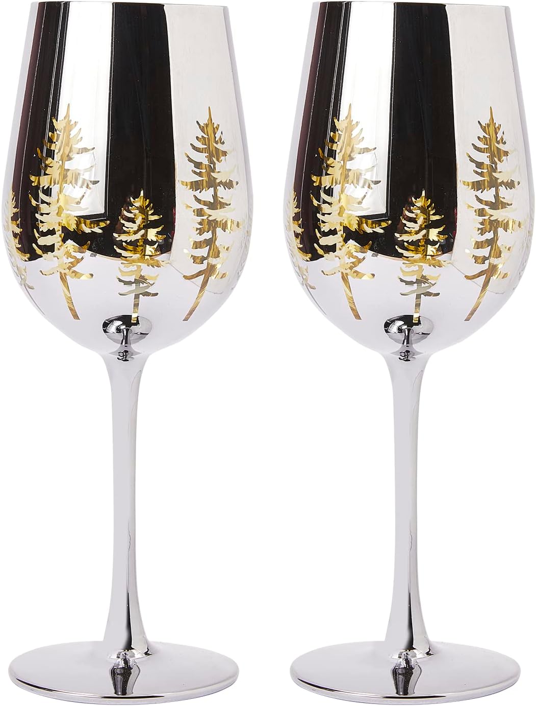 Crystal Winter Tree Wine & Water Glasses - Set of 2 - Gold Themed Vibr ...