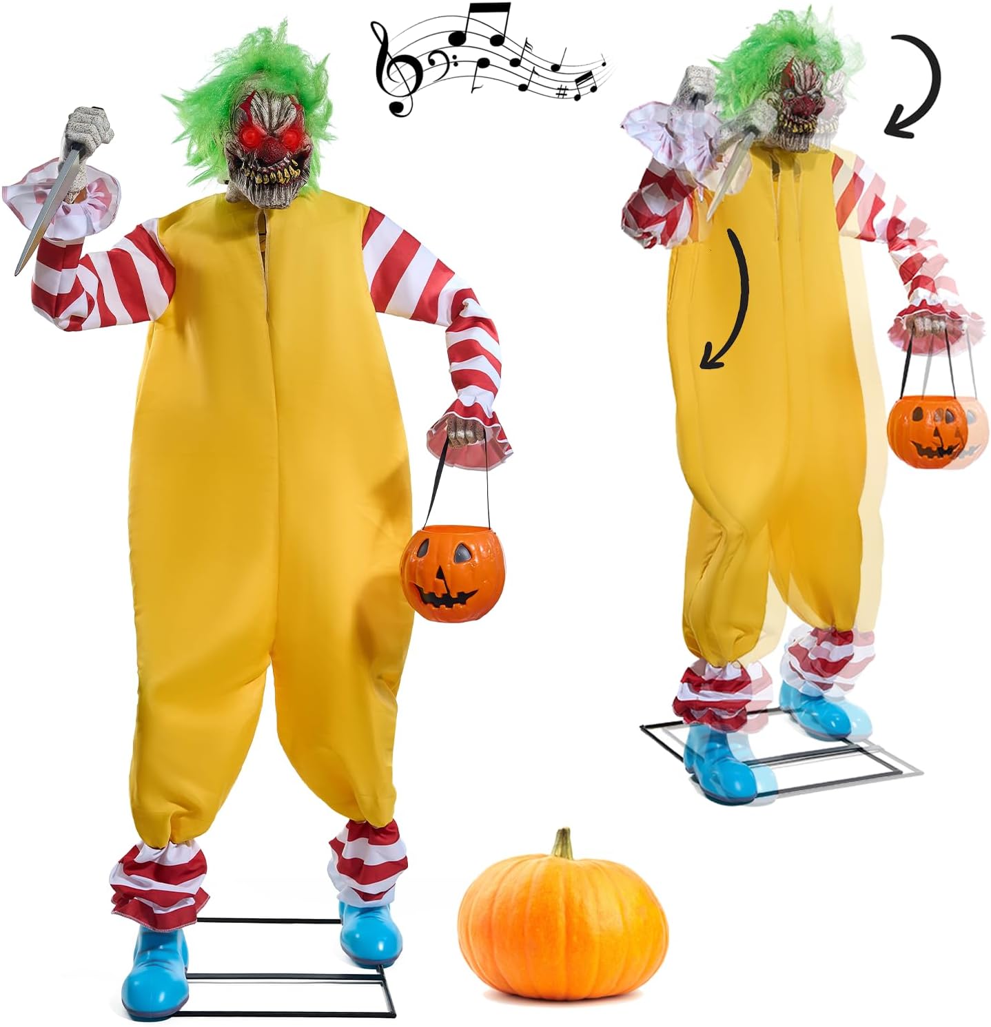 Halloween Haunted Motion-Activated Animated Scary Clown Animatronic Ov ...