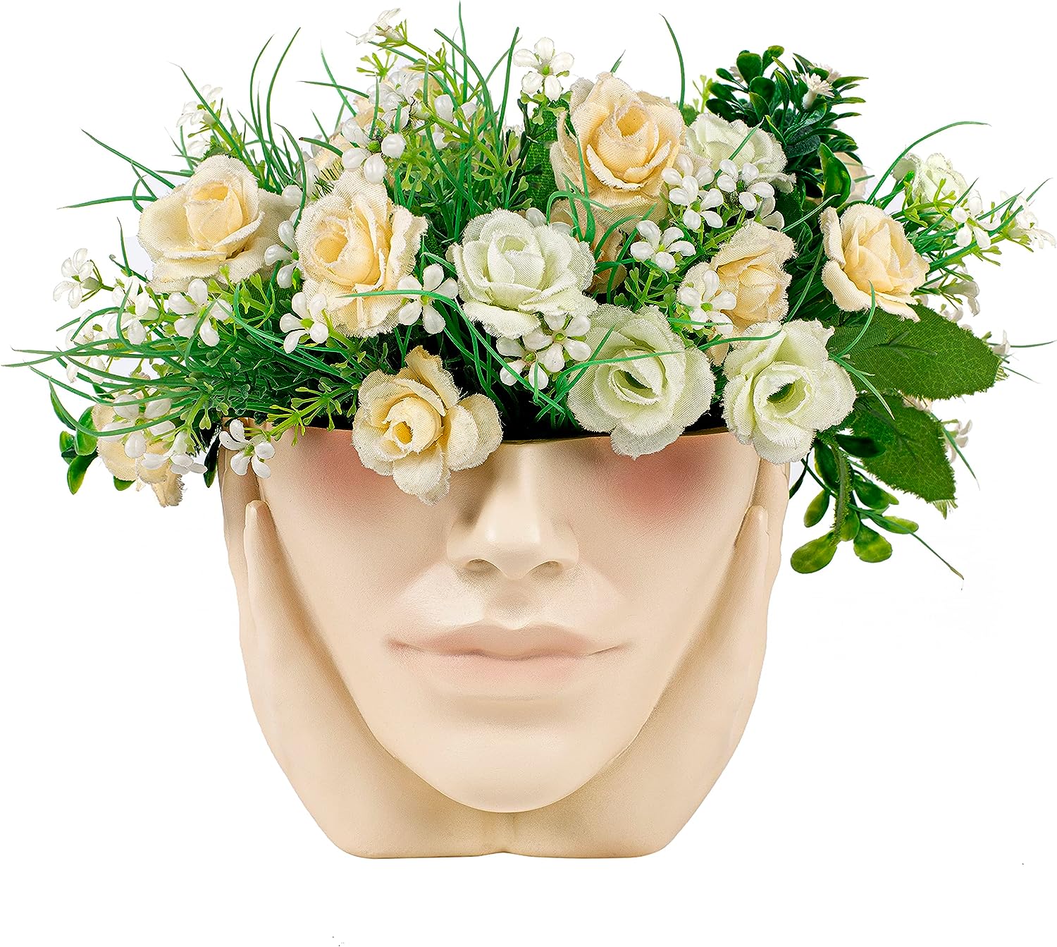 Pretty Woman Face Planter, Home & Garden Ceramic Art Vase, Dry Flower ...