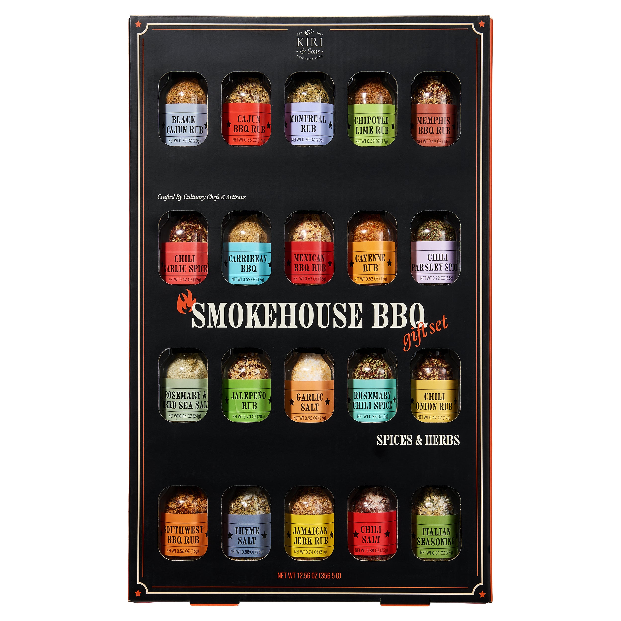 Kiri & Sons Smokehouse BBQ Gourmet Grilling Spice Set | 20-Set | Mini ...