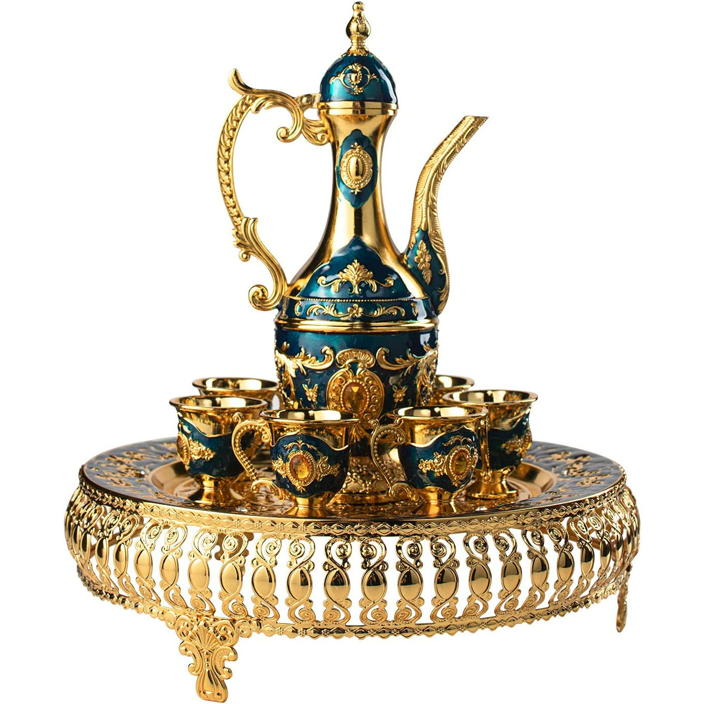 Vintage Turkish Coffee & Tea Pot Set for 6 including Tray & Teapot Sil ...